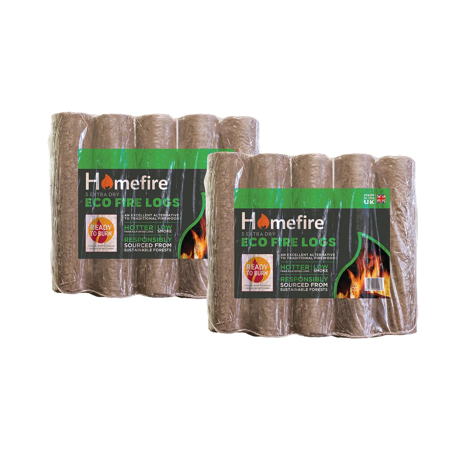 Homefire Eco Firelogs for Wood Burners, Open Fires, Multi-fuel Stoves ...