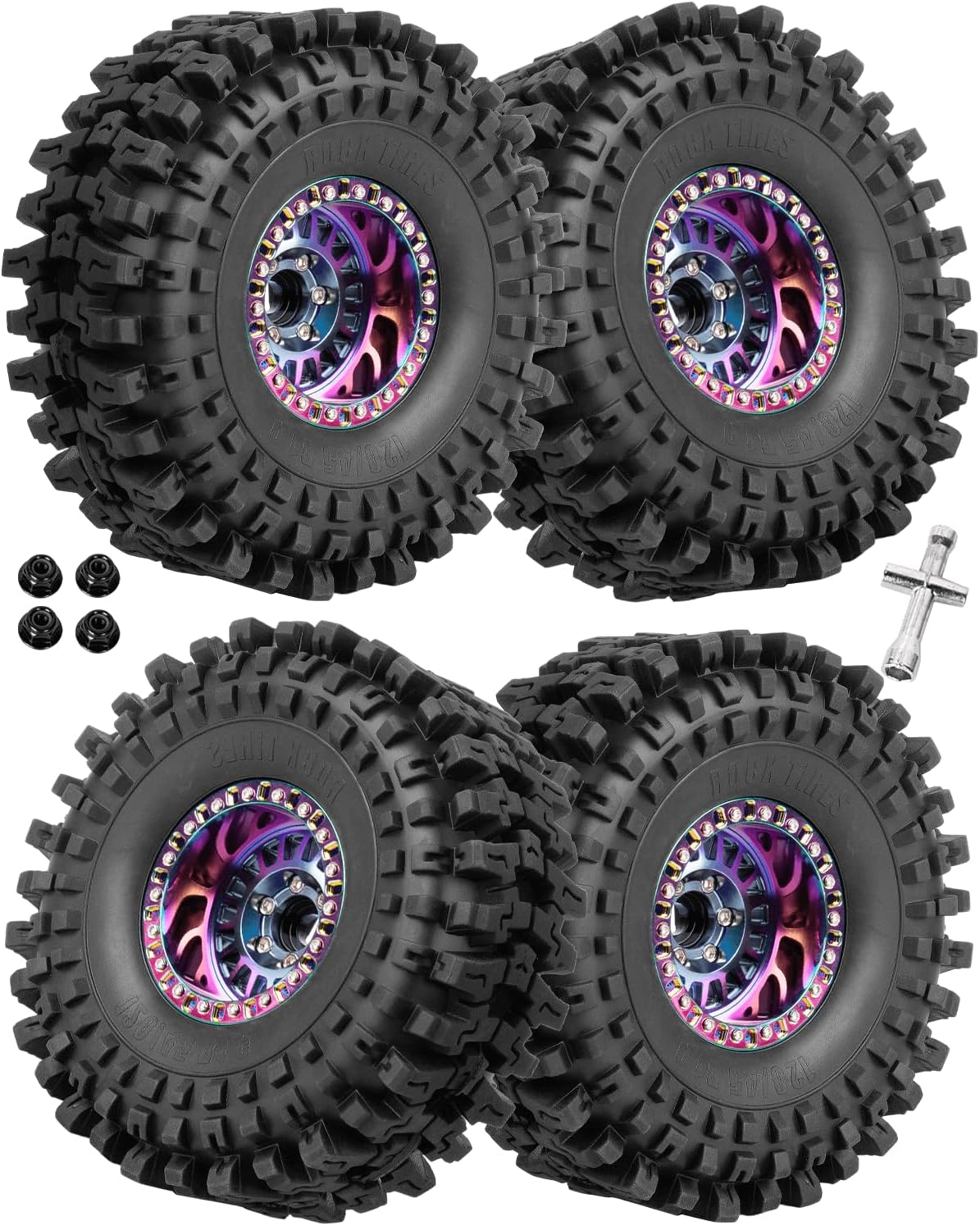Amazon.com: RcarmubWow 1.9" Beadlock rc Wheels and Tires for 1/10 RC ...