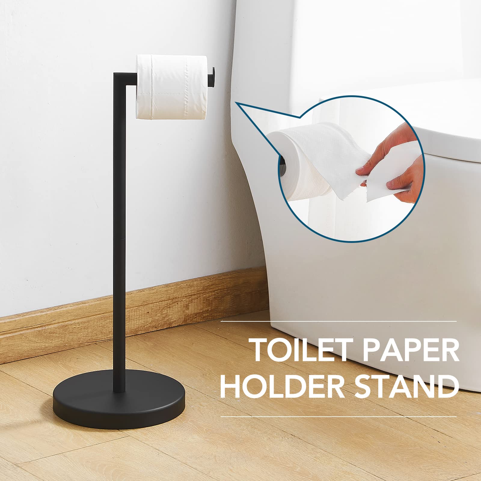 Snapklik.com : Matte Black Toilet Paper Holder Stand 2.0 For Bathroom ...