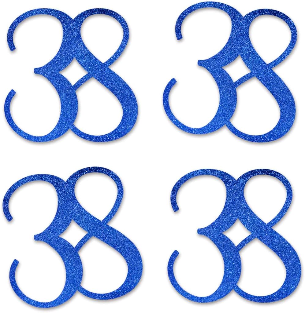 Amazon.com: Blue Glitter 38 Cut-Out Numbers, 38th Birthday Party ...
