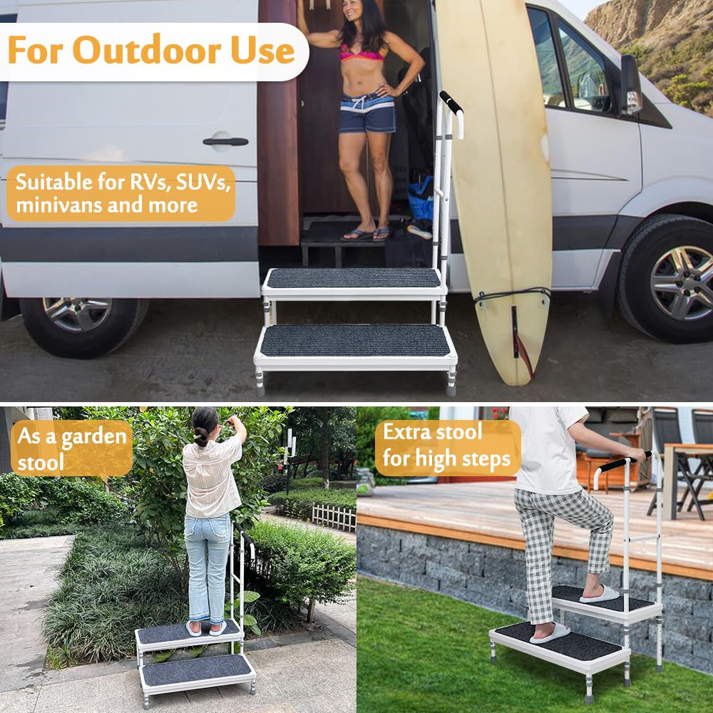 Bedside Steps for High Beds Assist Rail Medical Step Stool with Handle ...