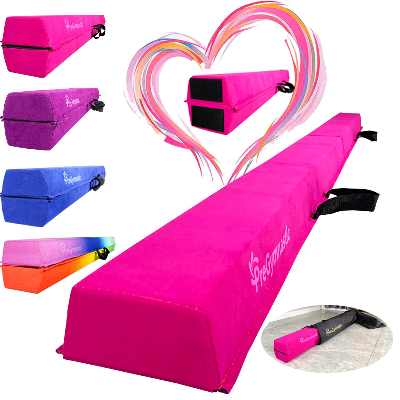 PreGymnastic Folding Balance Beam 8FT/9.5FT -Extra-Firm Suede Cover ...