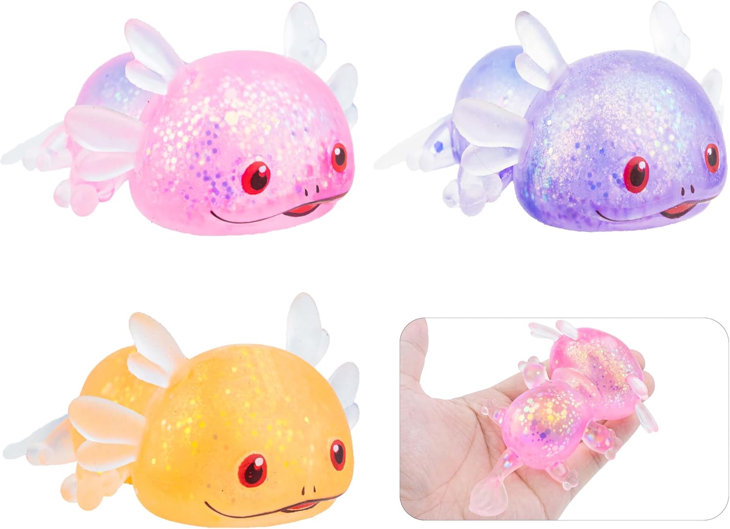 Amazon.com: Squishy Stress Glitter Axolotl Toy for Kids Adult, Sugar ...