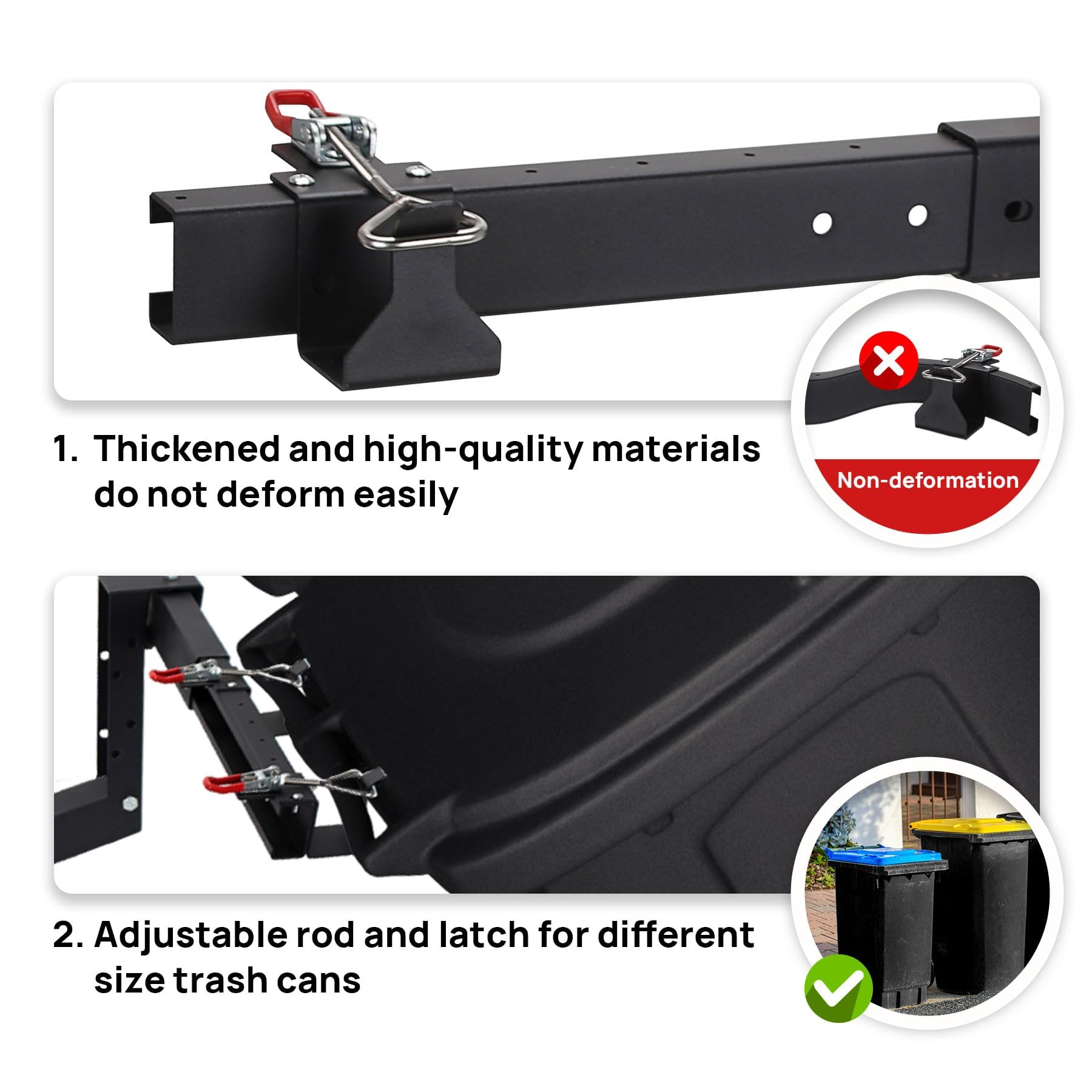 Snapklik.com : Dual Trash Can Hauler Hitch, Adjustable Wheeled Garbage ...