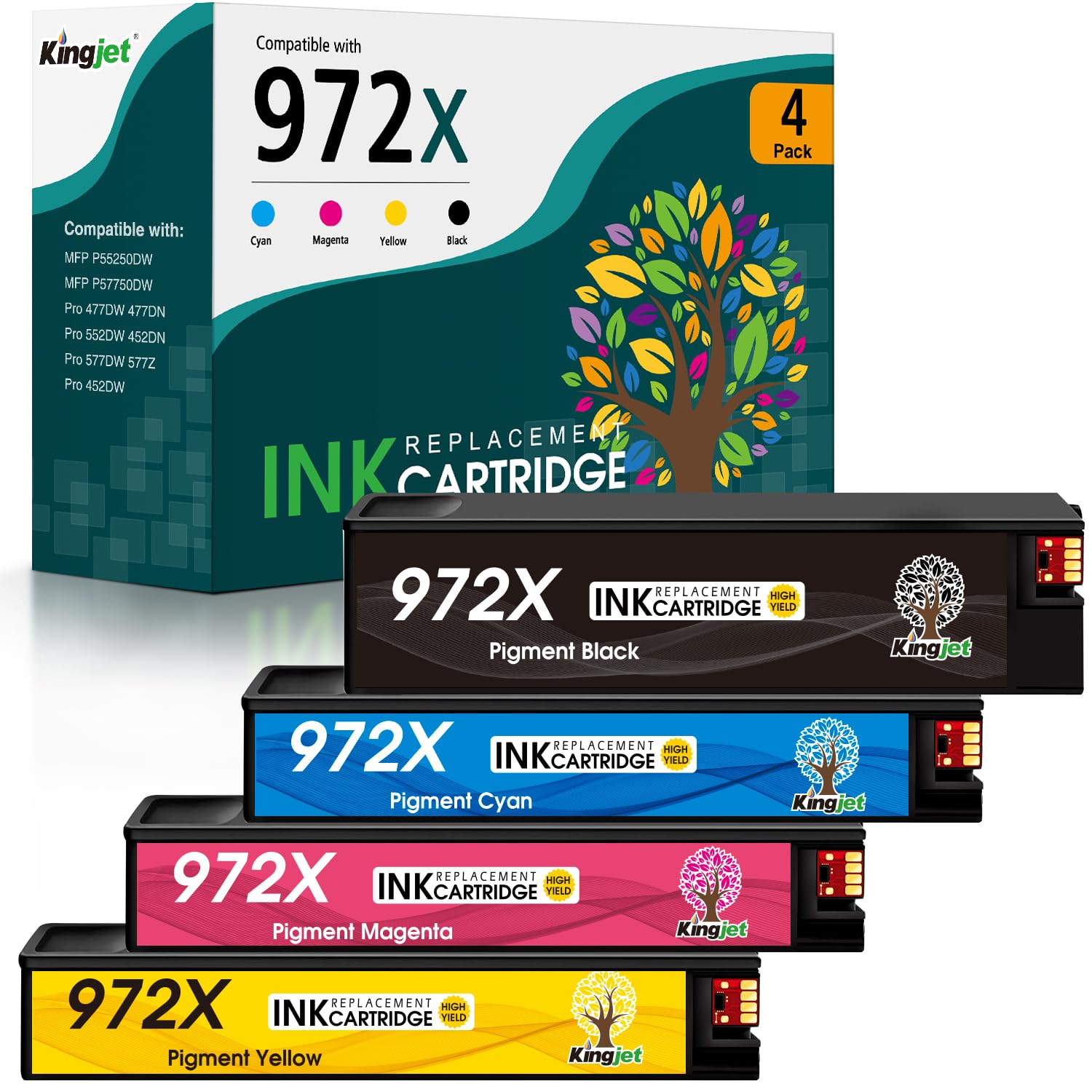 Amazon.com: Kingjet 972X Ink Cartridges Replacement for HP 972X 972A ...