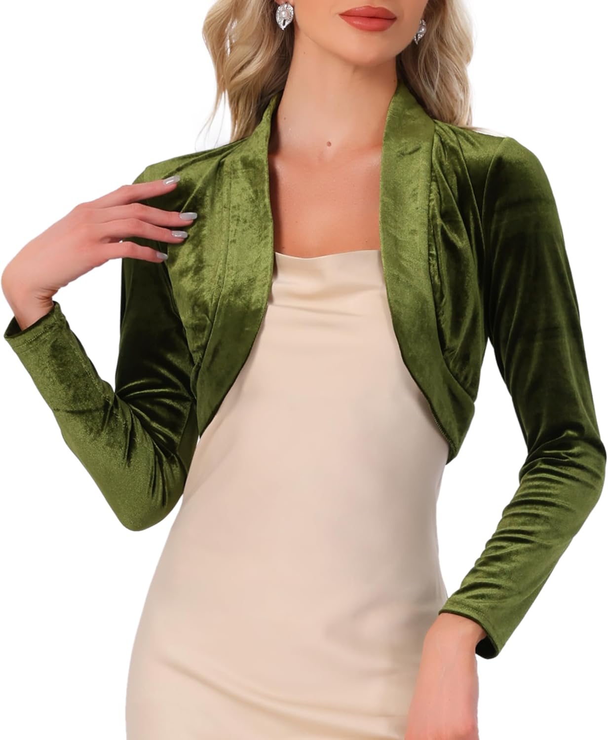 Amazon.com: Allegra K Women's Long Sleeve Velvet Shrug Cocktail Party ...