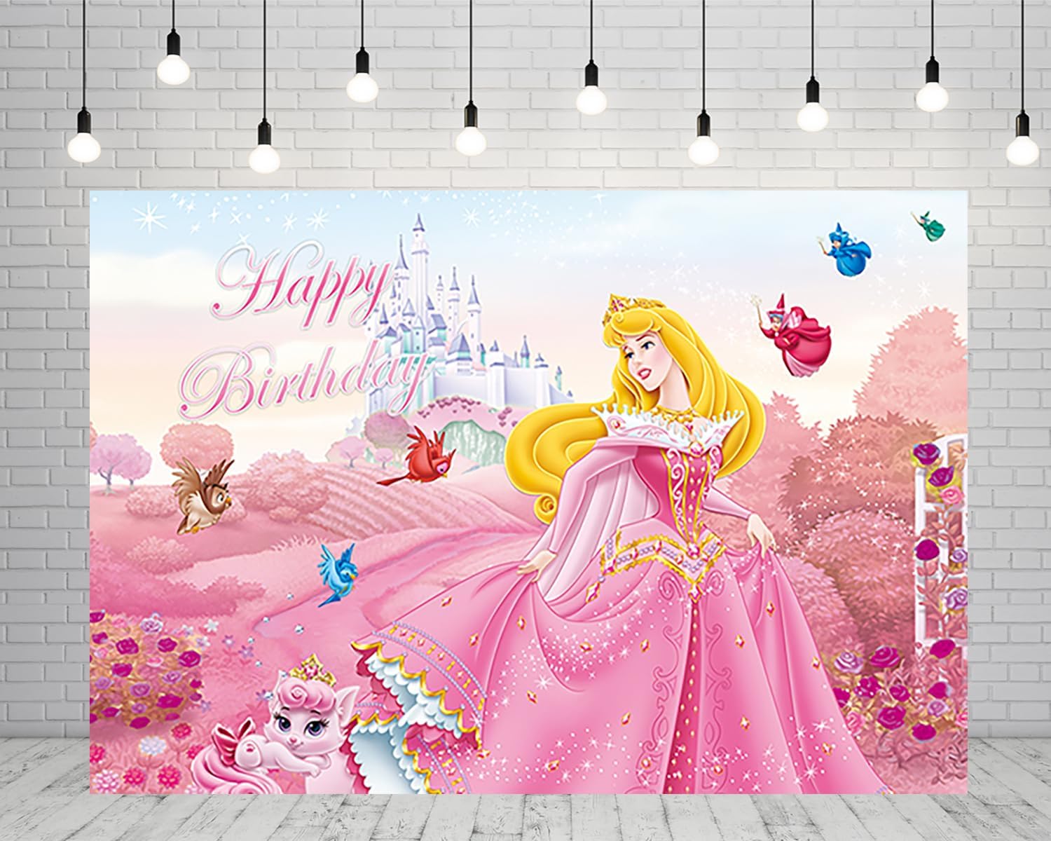 Amazon.com : Pink Princess Backdrop Party Supplies 5x3ft Sleeping Beauty Photo Backgrounds ...