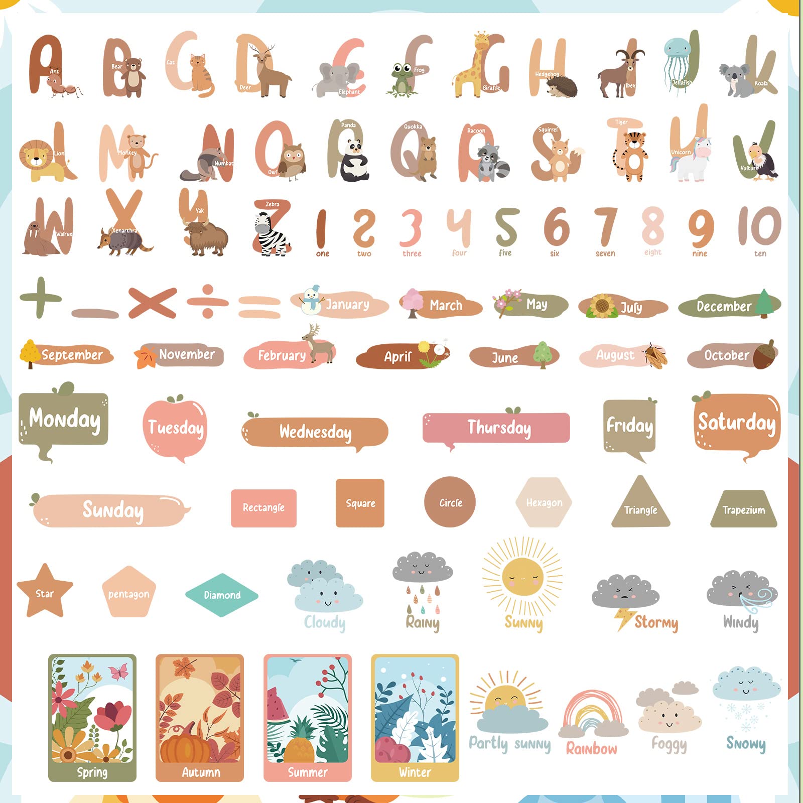 Alphabet Wall Stickers ABC Alphabet Wall Decals Set Of 26 - Peel ...