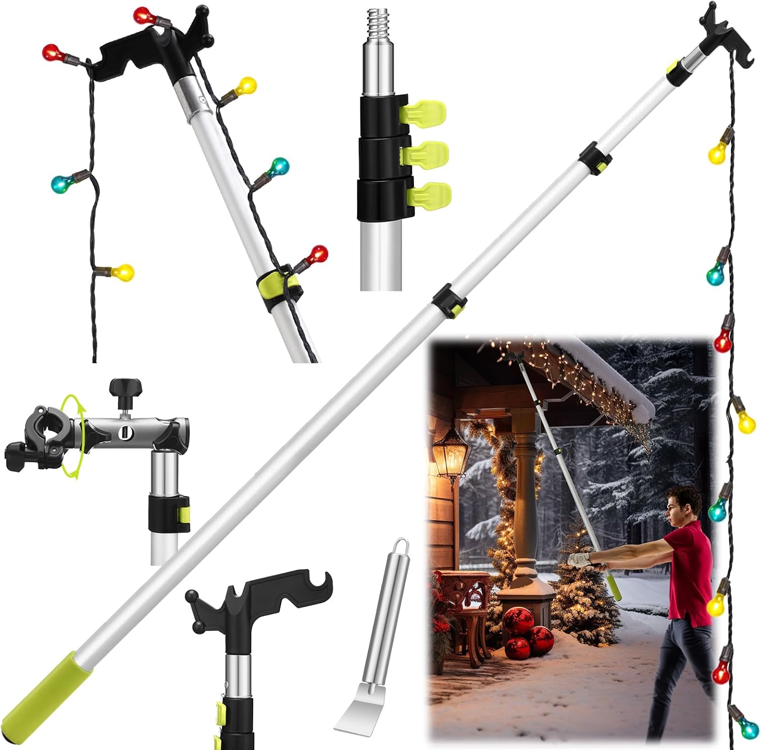 Amazon.com: Cinnvoice 4-13 ft Long Telescopic Extension Pole with ...