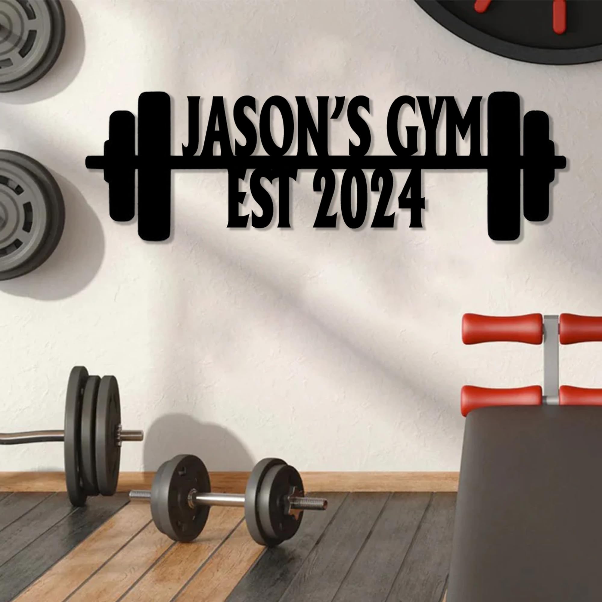 Amazon.com: LullabyMall Luxury Personalized Gym Metal Sign, Custom Home ...