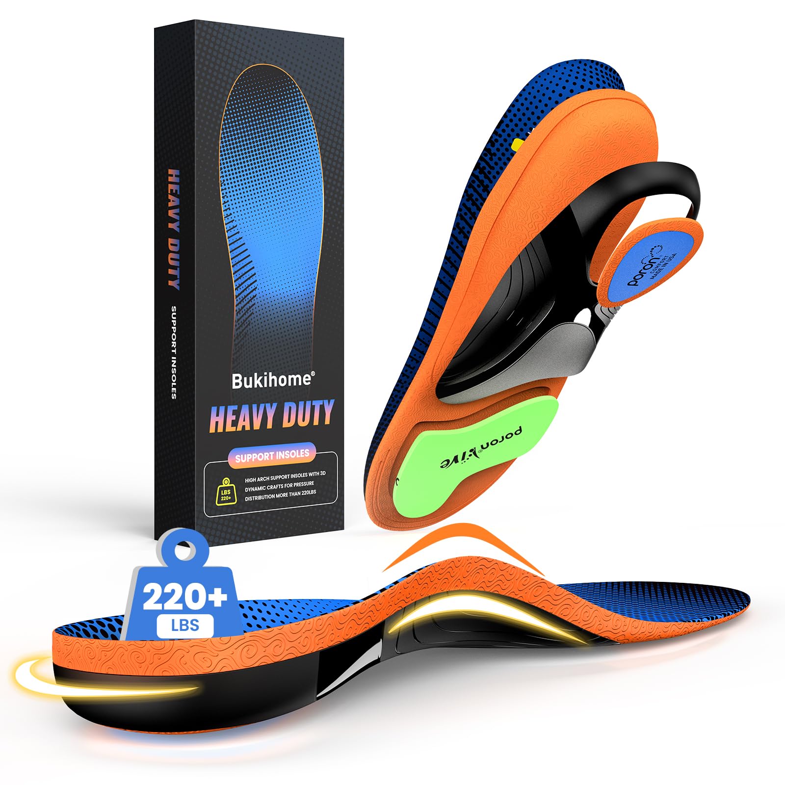 Amazon.com: Bukihome Work Boot Insoles & Inserts - High Arch Support ...