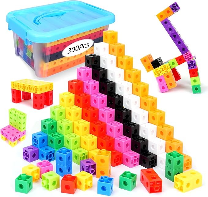 Amazon.com: QUYSK 300 Pcs Linking Cubes for Kids - Counting Blocks with ...