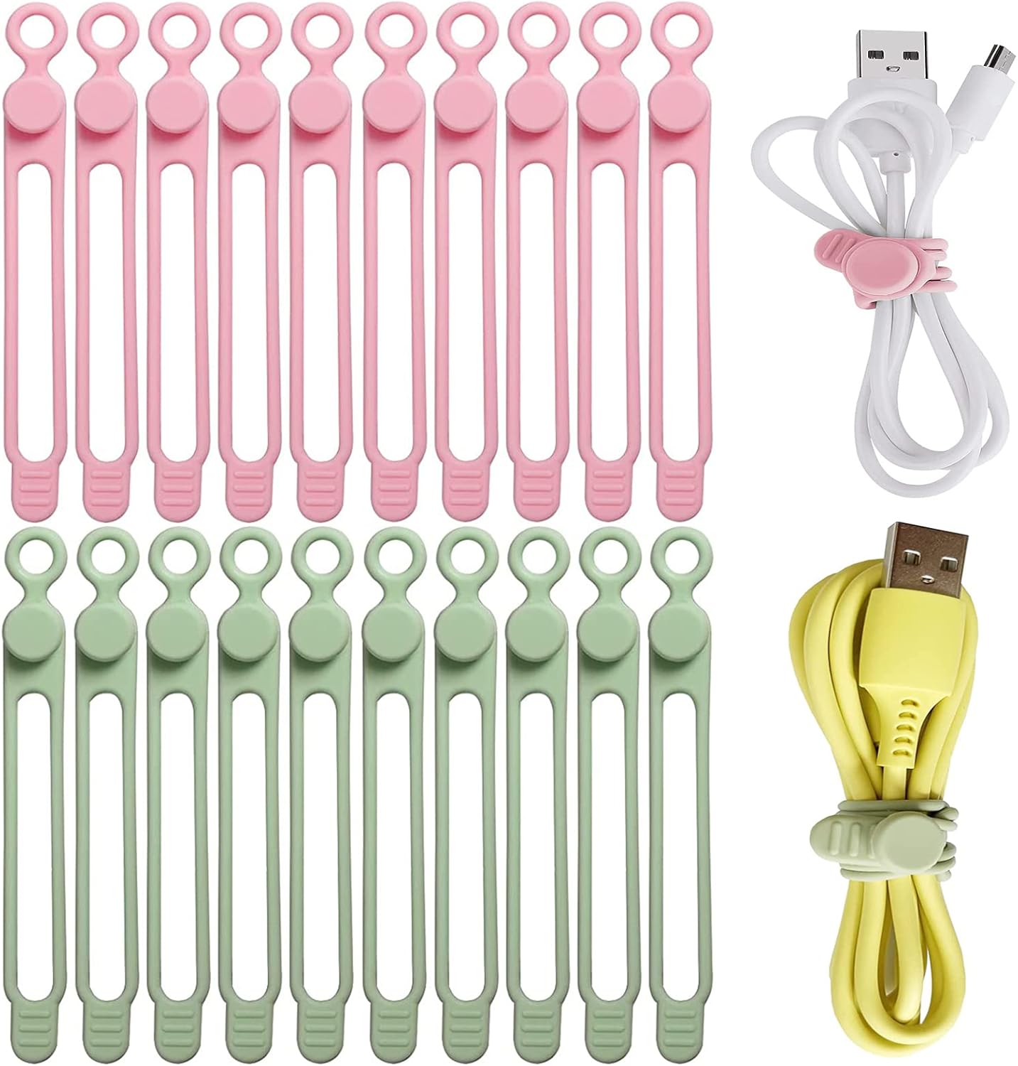 Amazon.com: Higoney 20PCS Silicone Cable Ties, Multifunctional Elastic ...