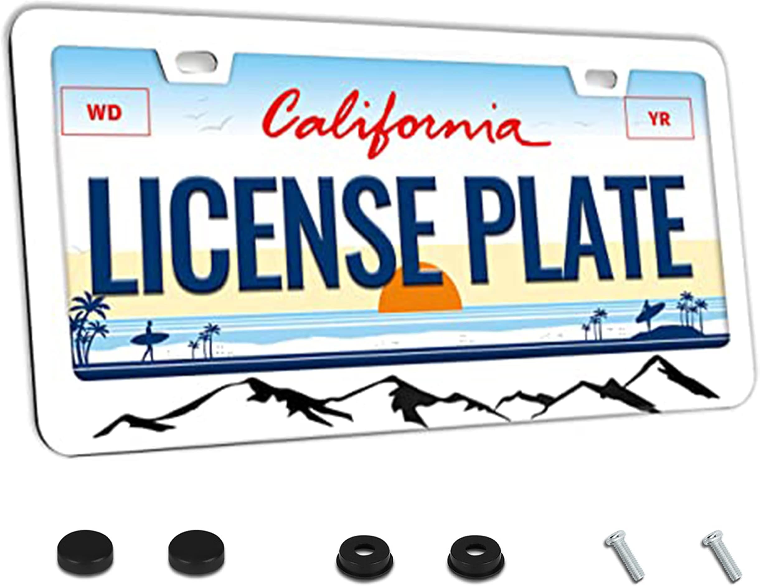 Amazon.com: Mountain License Plate Frame Bracket (White on Black ...