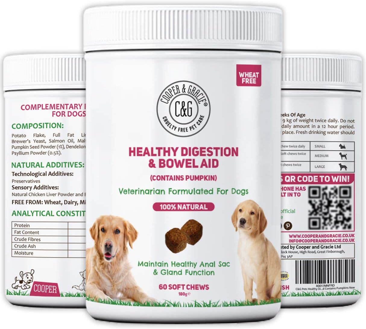 C&G Pets, Healthy Digestion and Bowel Aid Supplements for Dogs 60 Chews ...