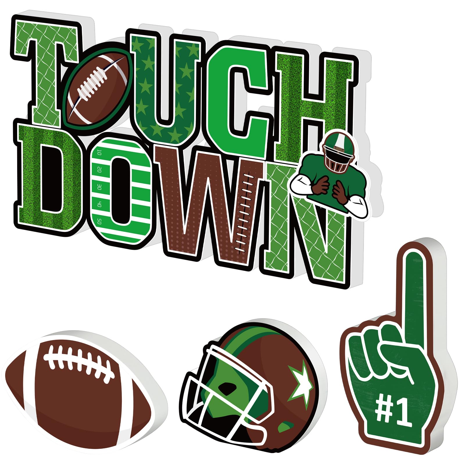 Amazon.com: Barydat 4 Pcs Football Tiered Tray Decor Football Decor ...