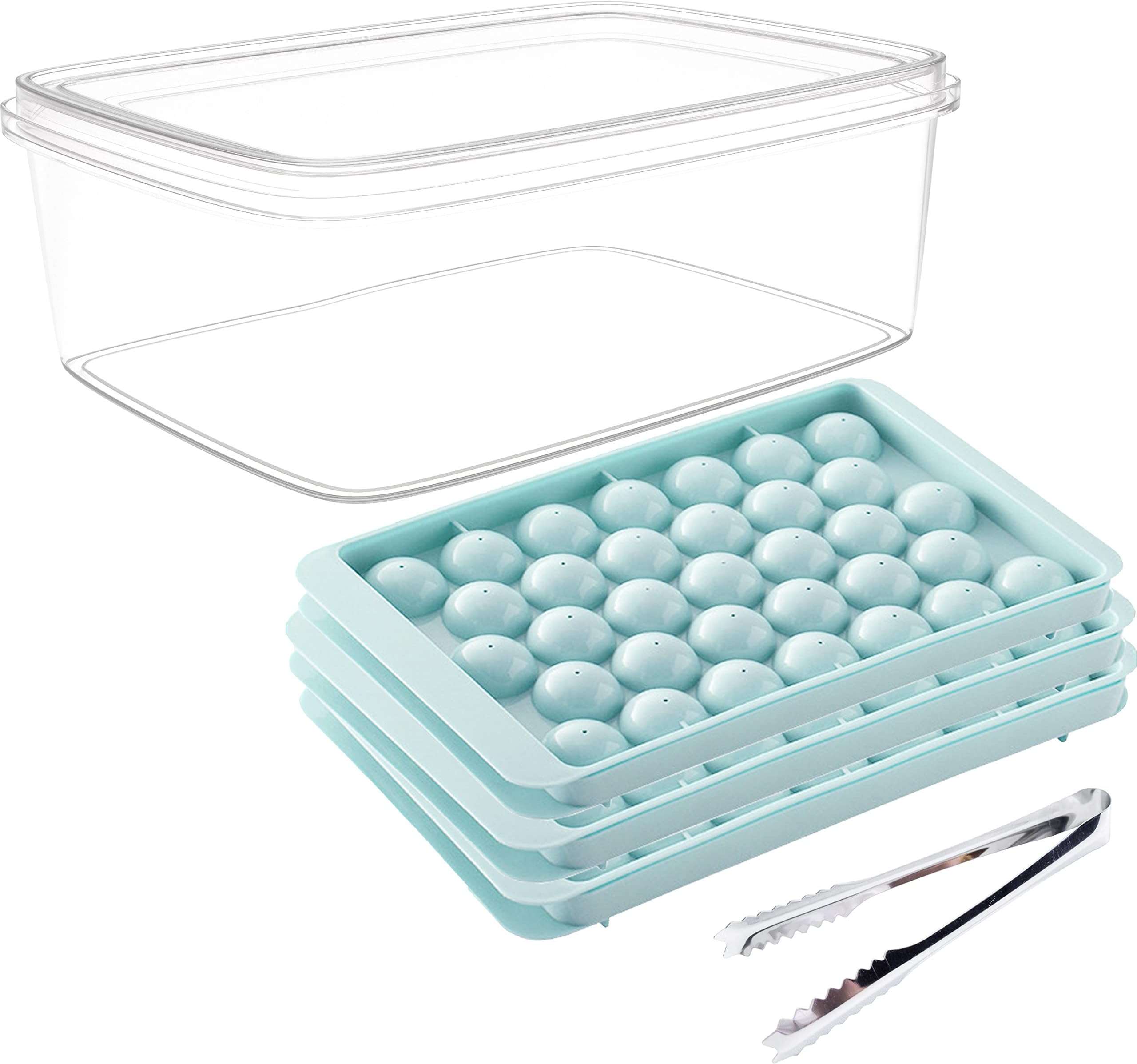 Amazon.com: Ice Cube Tray, Round Ice for Freezer with Lid and Bin ...