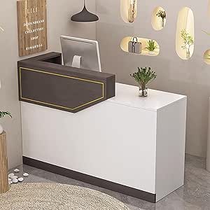 Amazon.com: Modern Standing Reception Counter With Lockable Drawer ...