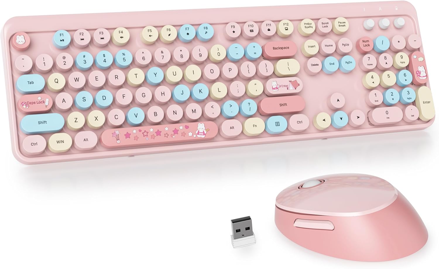 Amazon.com: GTSP Typewriter Pink Keyboard and Mouse Wireless, Full-Size ...