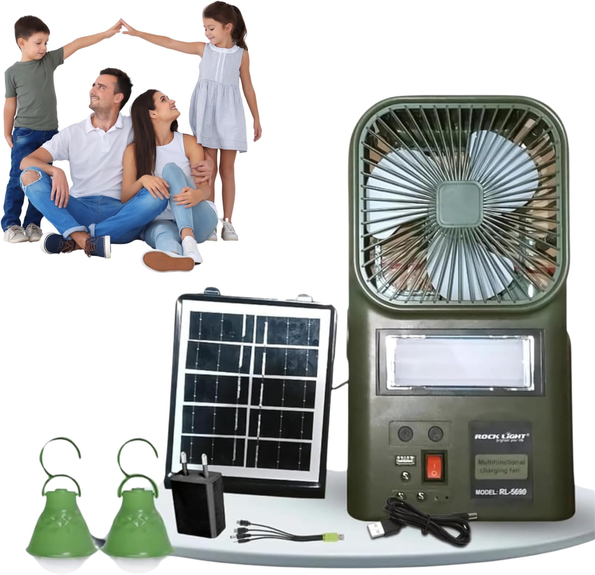 SUN KING 16 Inch 5100 mAh Battery Portable 20 Watt Solar Powered Fan ...