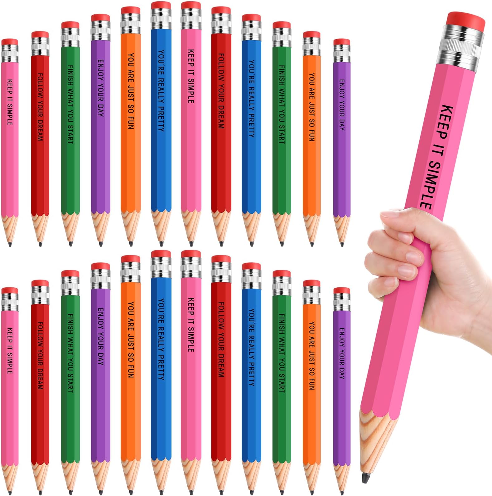 Amazon.com : Honoson Wooden Jumbo Pencils Giant Pencils for Kids 13.39 ...
