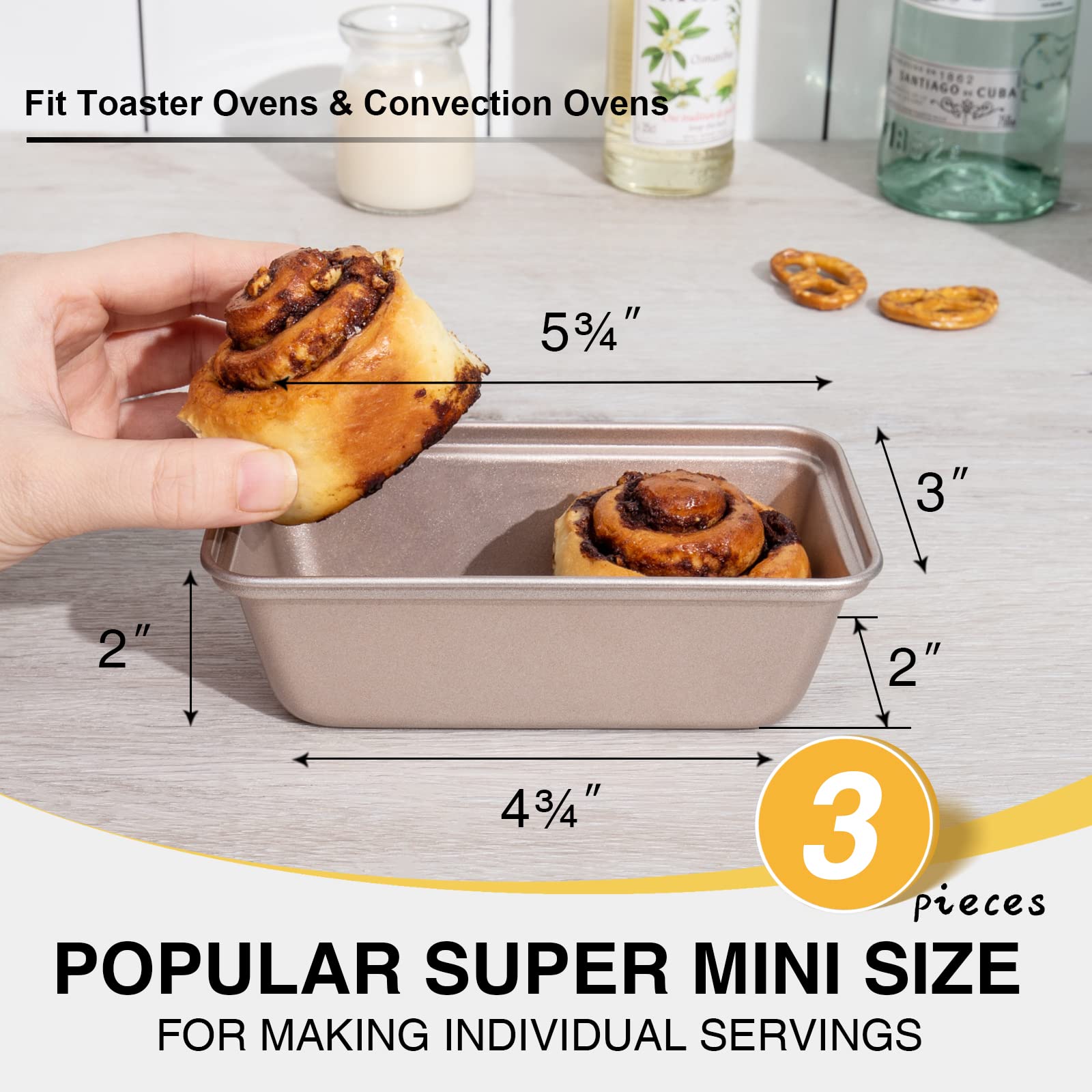 Snapklik.com : HONGBAKE Mini Loaf Pan For Baking Bread, Nonstick Small ...