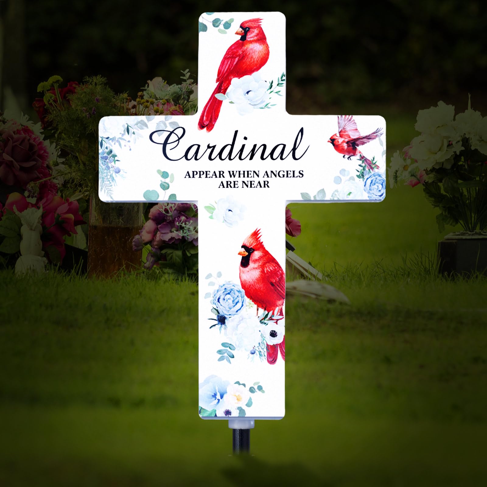 Yousoontic Cardinal Solar Stake Lights Outdoor Memorial Garden Stake ...