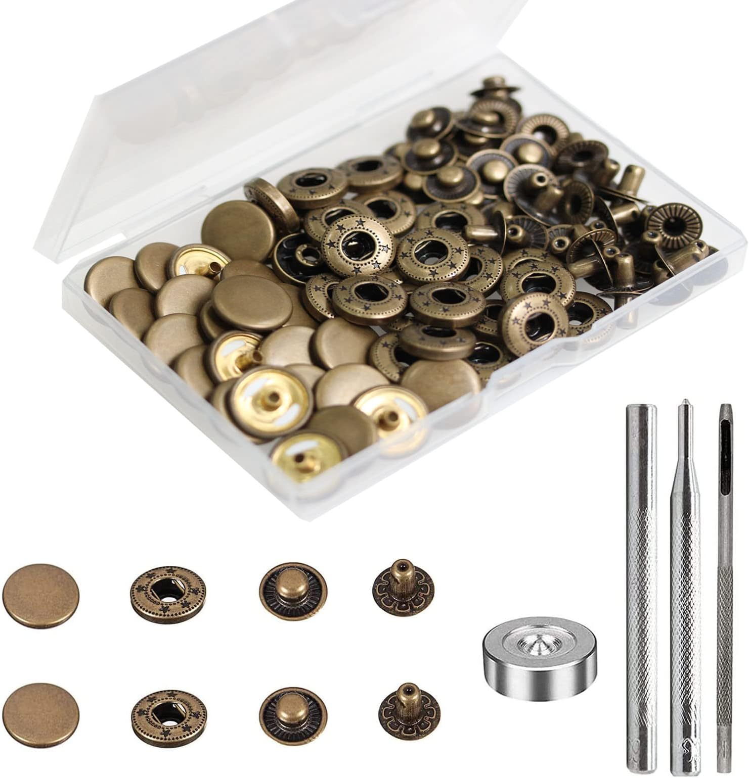 Amazon.com: Hotop 80 Set Snap Fasteners Snaps Button Press Studs with 4 ...