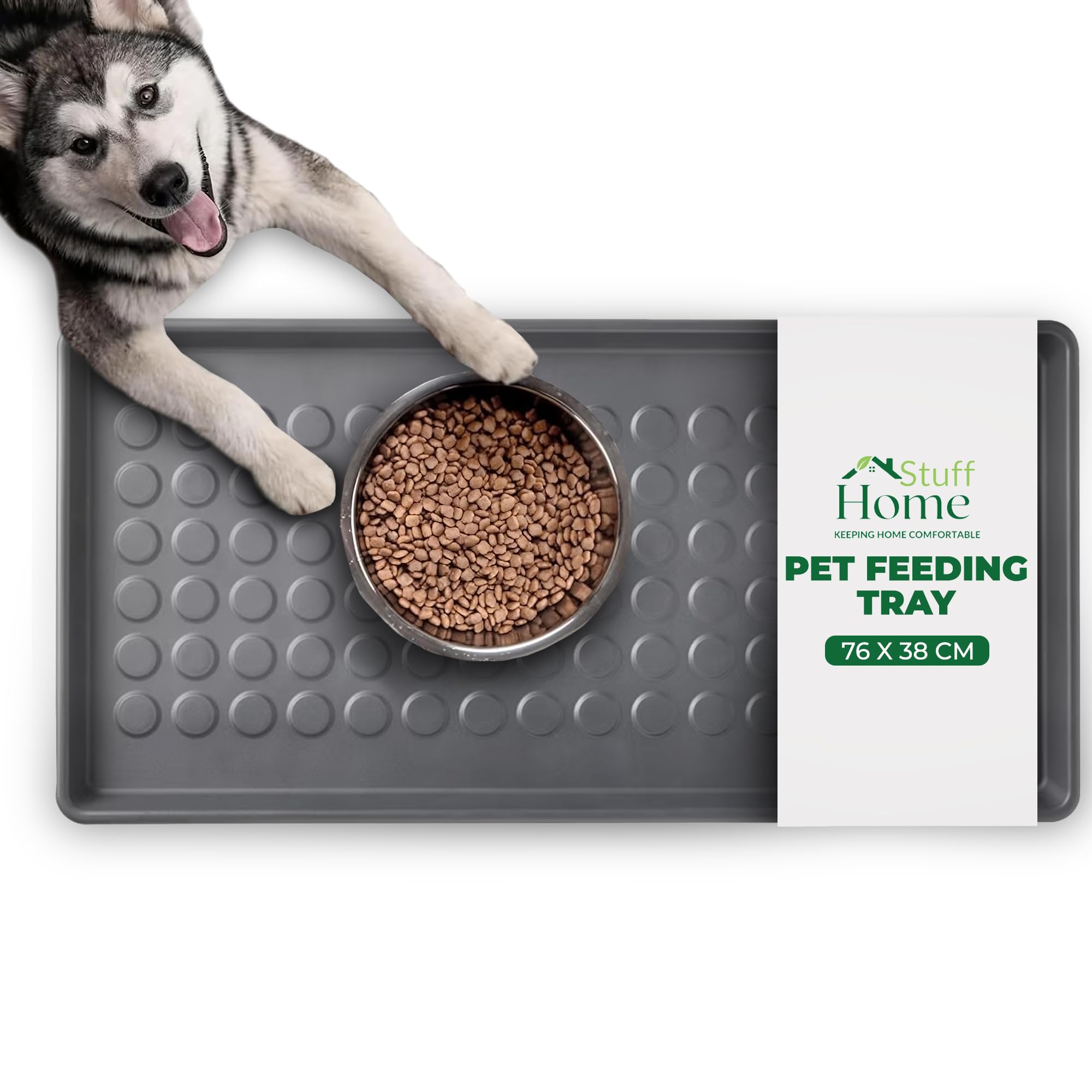 Home Stuff Cat & Dog Food Feeding Tray Non-Slip, Waterproof Pet Tray to ...