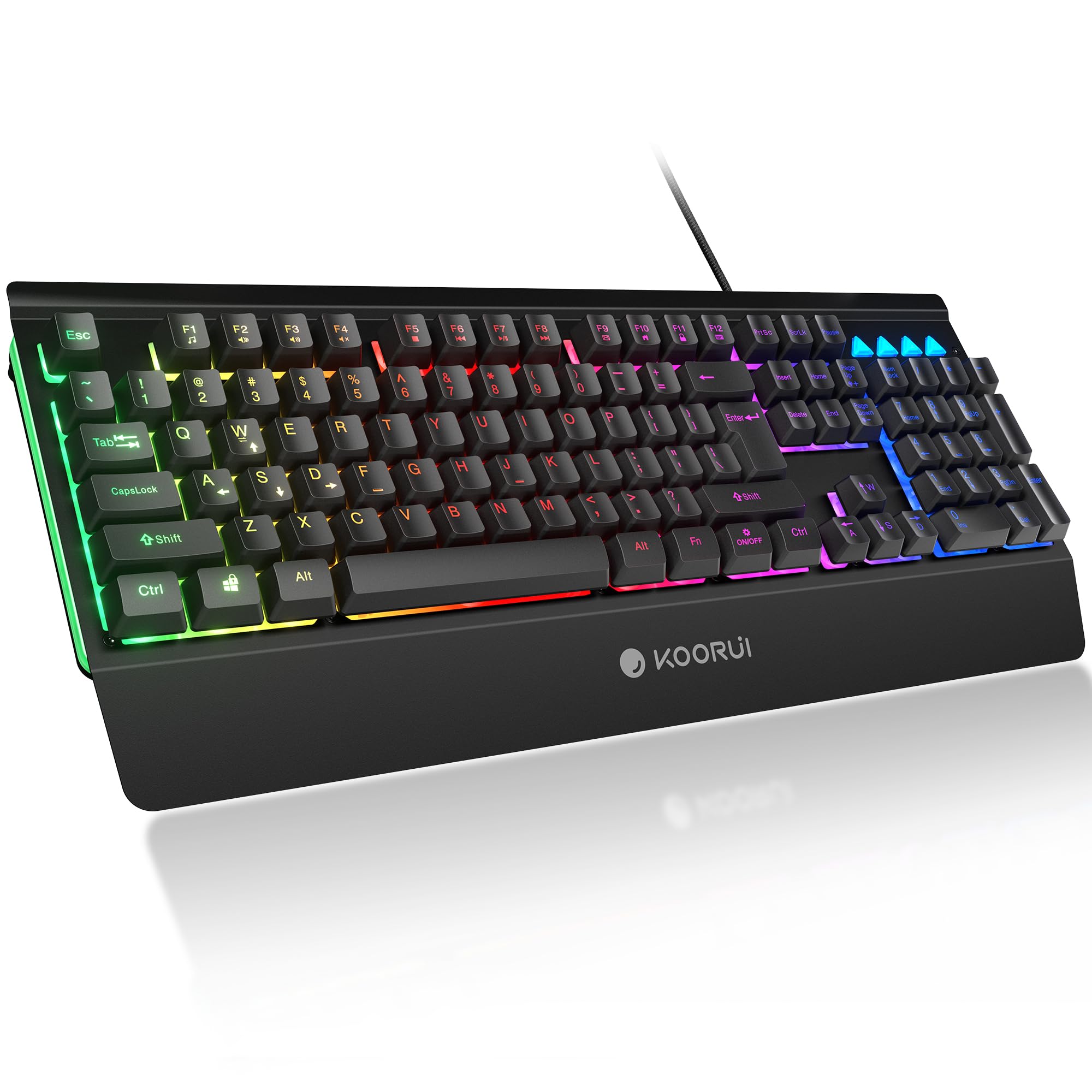 Buy KOORUI Wired Gaming Keyboard with Wrist Care,Advanced Metal Panels ...