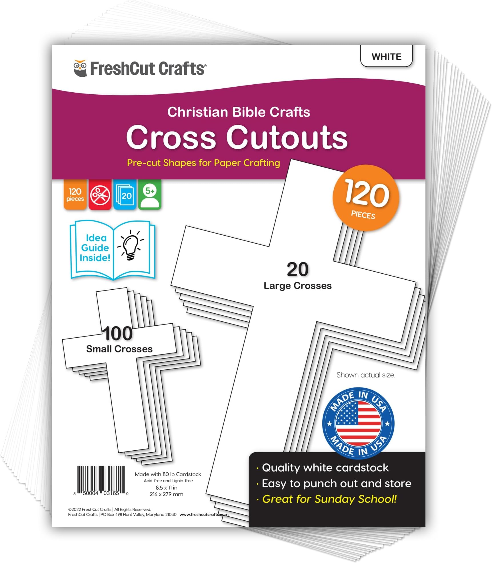 Amazon.com: 100 Pieces White Cross Cutouts with IDEA Guide, 2-Sided US ...