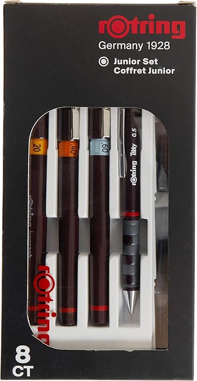 Rotring Isograph Junior Set 3X Technical Pens (0.20mm, 0.40mm, 0.60mm ...