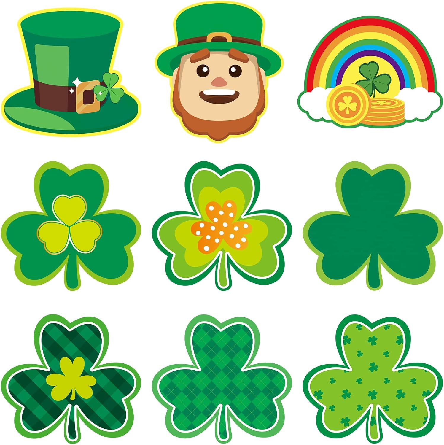 Amazon.com: 45 Pcs St. Patricks Day Shamrock Clover Cut-Outs Bulletin ...