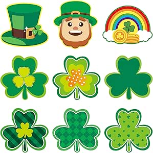 Amazon.com: 45 Pcs St. Patricks Day Shamrock Clover Cut-Outs Bulletin ...