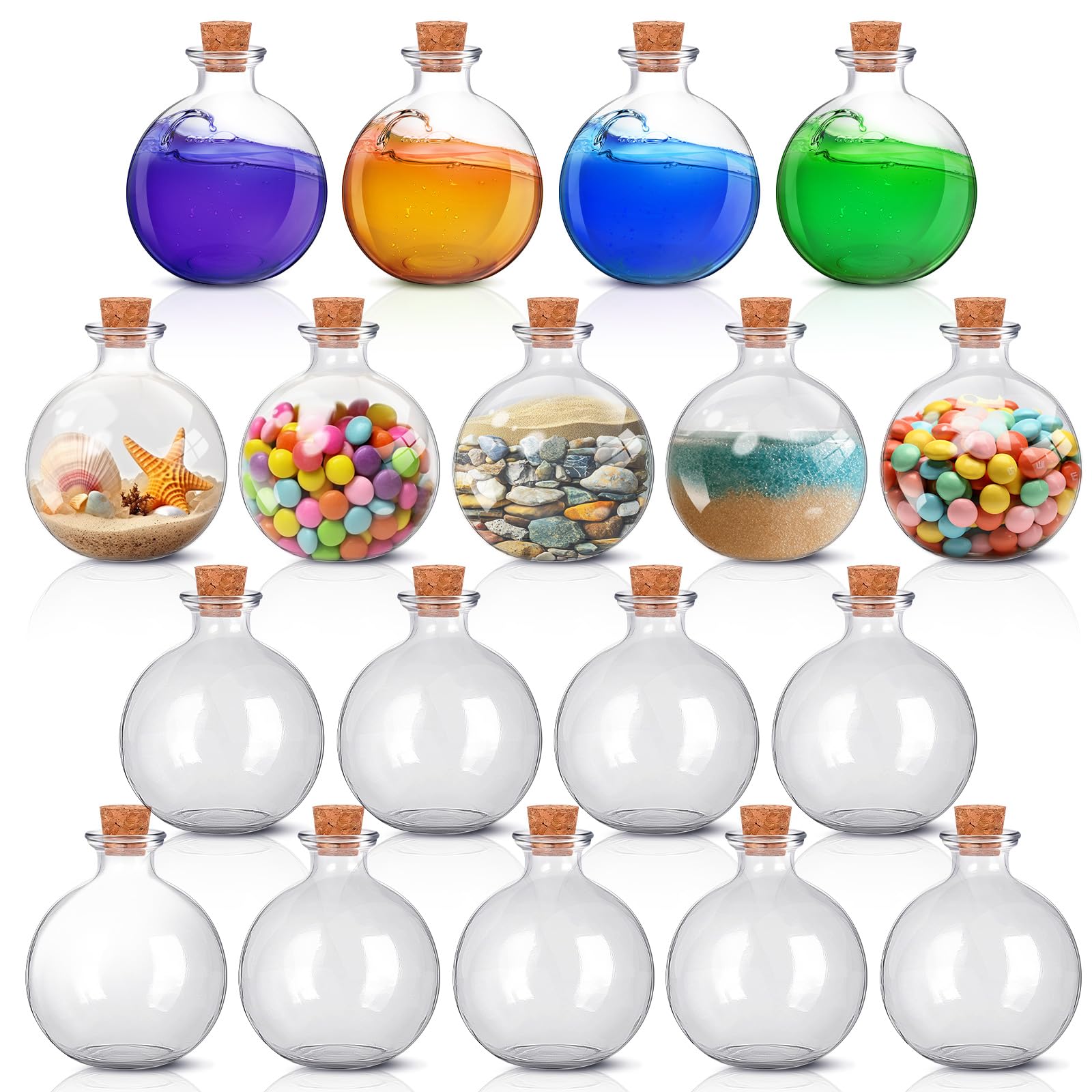 Amazon.com: Tessco 18 Pcs 8.5 oz Potion Bottles with Cork Lids, Round ...