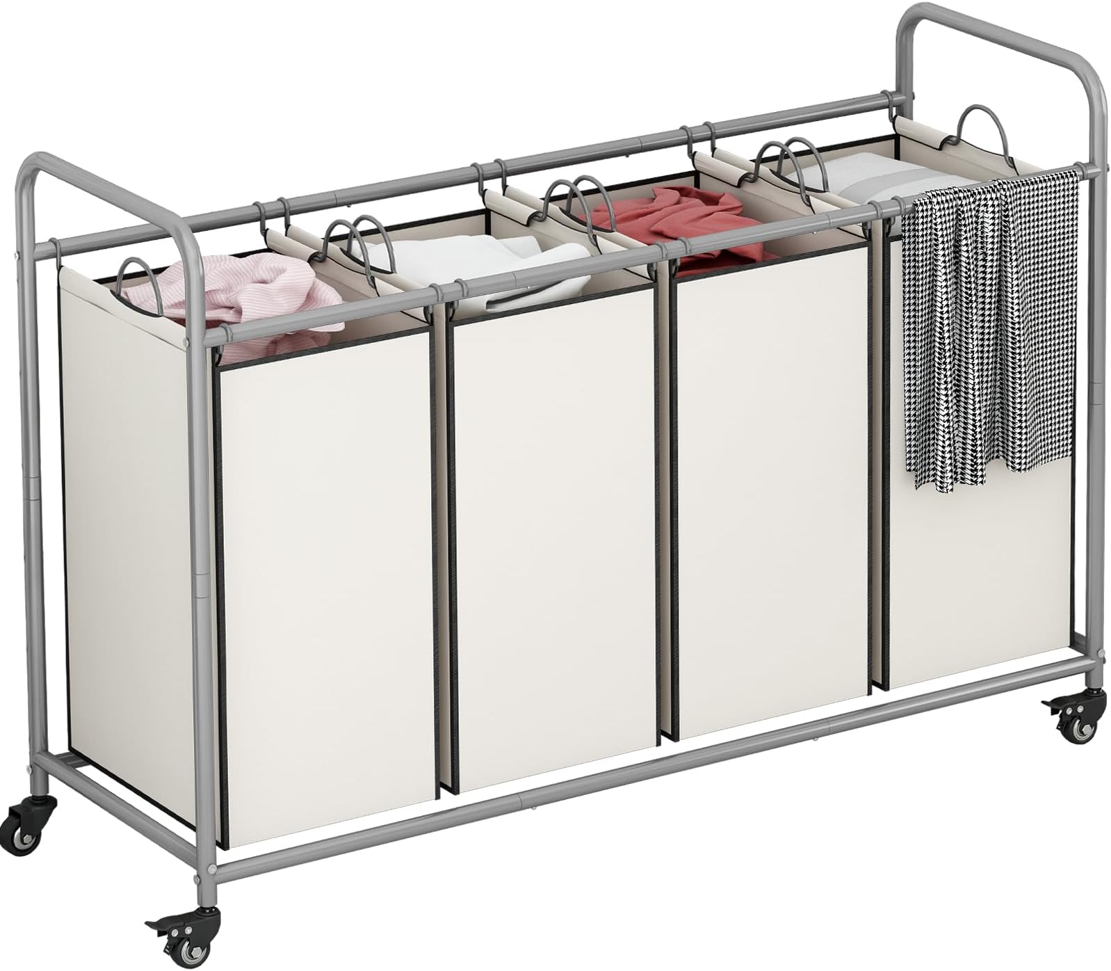 Amazon.com: LINZINAR 4 Bag Laundry Basket Sorter Laundry Hamper Cart ...