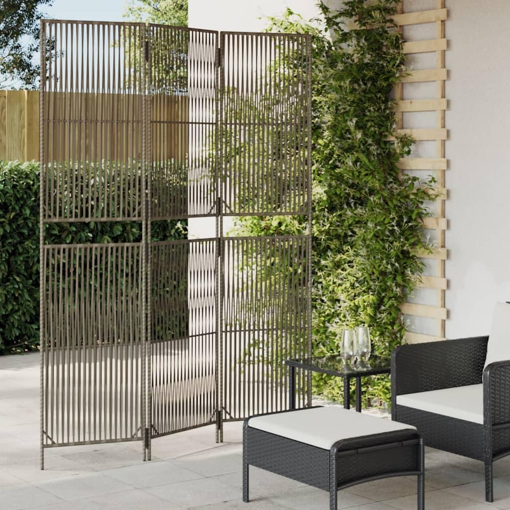 Amazon.com: Vortrek Room Divider 3 Panels Gray Poly Rattan with Steel ...