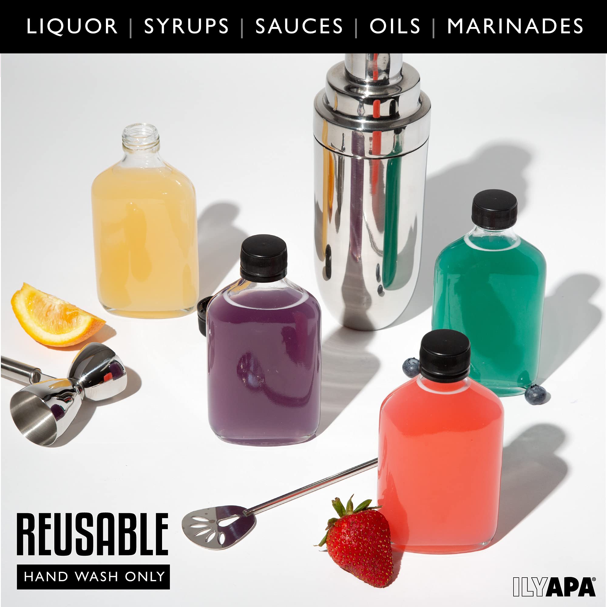 Snapklik.com : Ilyapa 200 Ml Glass Flask Bottle - 12 Pack Liquor Pocket ...