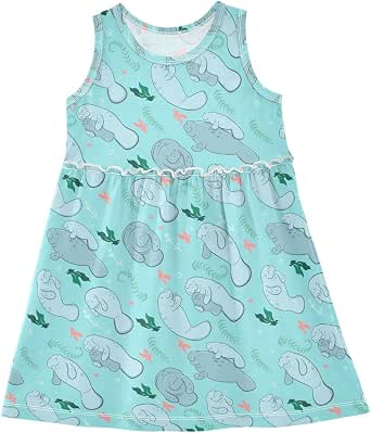 Amazon.com: Emelivor Blue Manatees Girls Dresses Spring Summer Tween ...