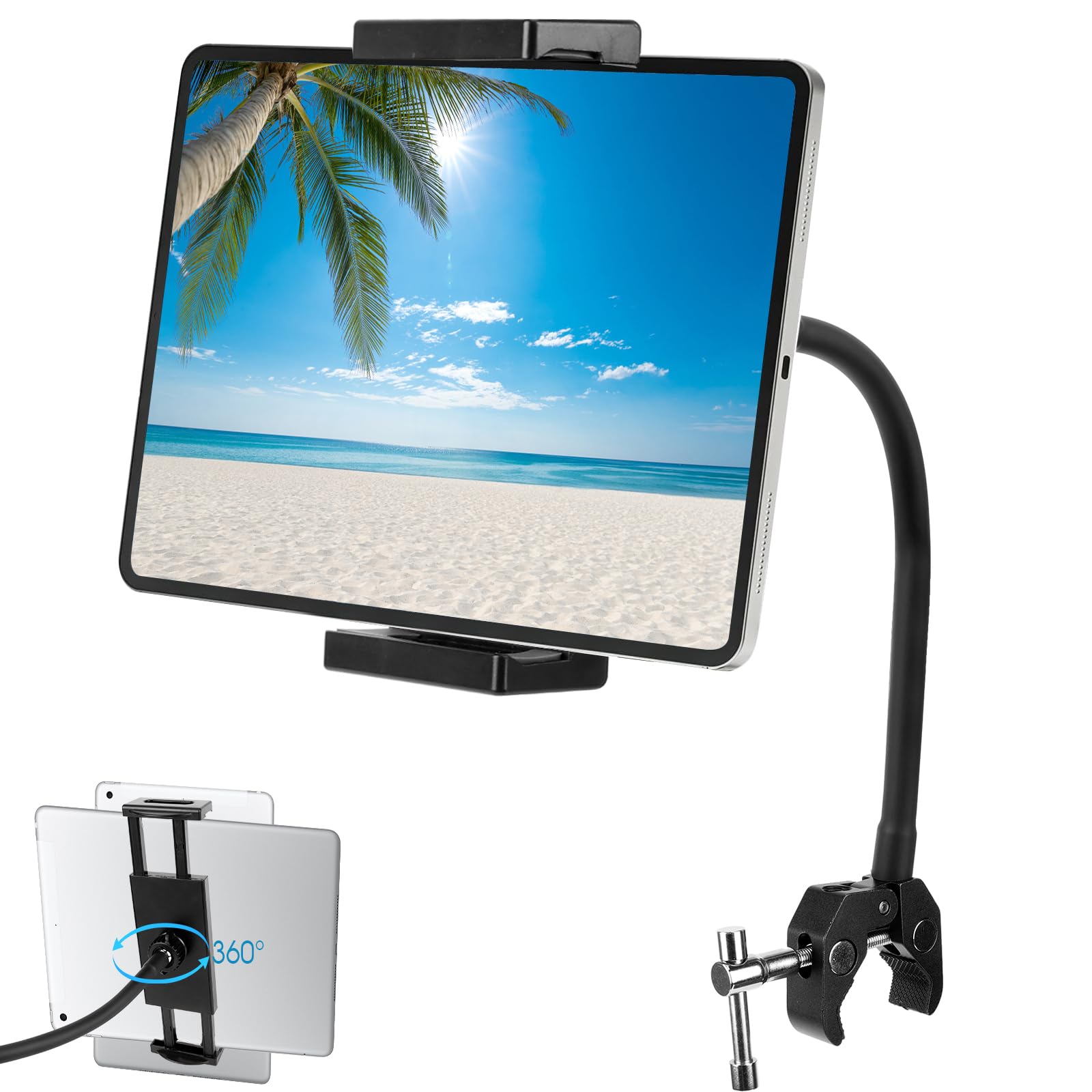 AMPUTEE Gooseneck Tablet Holder, Adjustable Spin Bike Tablet Mount ...