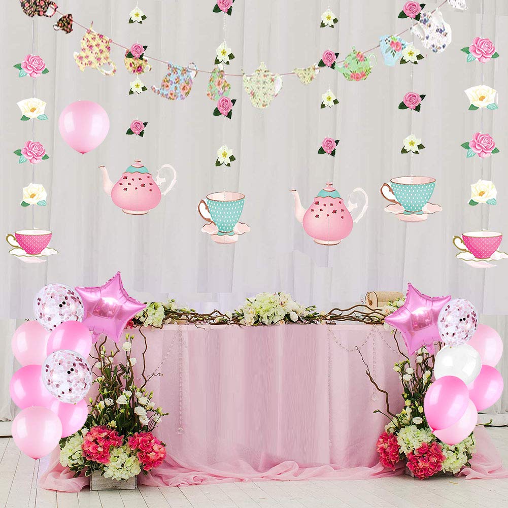 Tea Party Decoration Supplies Kit, Let's Par Tea Balloons, Floral Tea ...