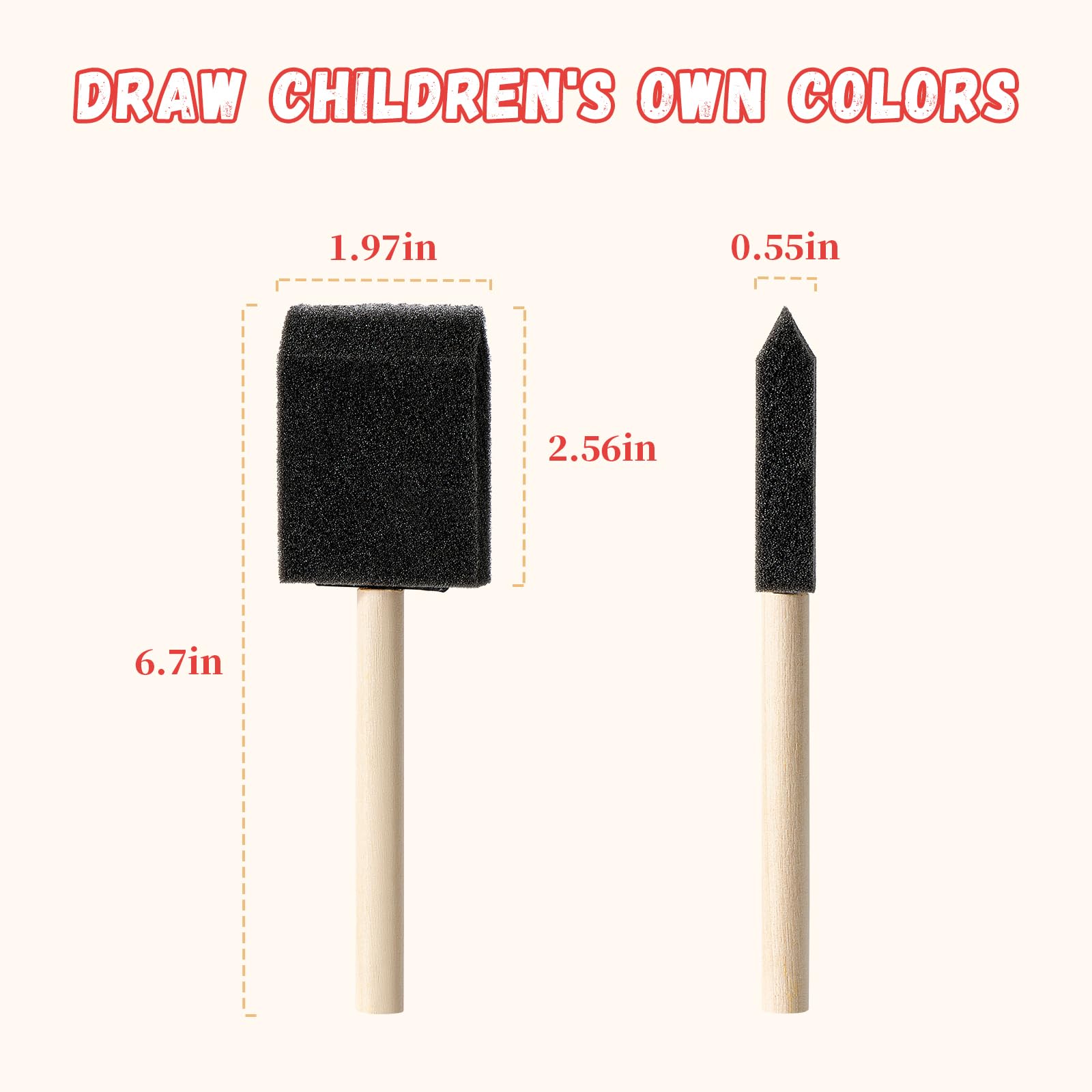 Snapklik.com : 50 Pcs Foam Paint Brushes, Foam Brushes 2 Inch, Wood ...