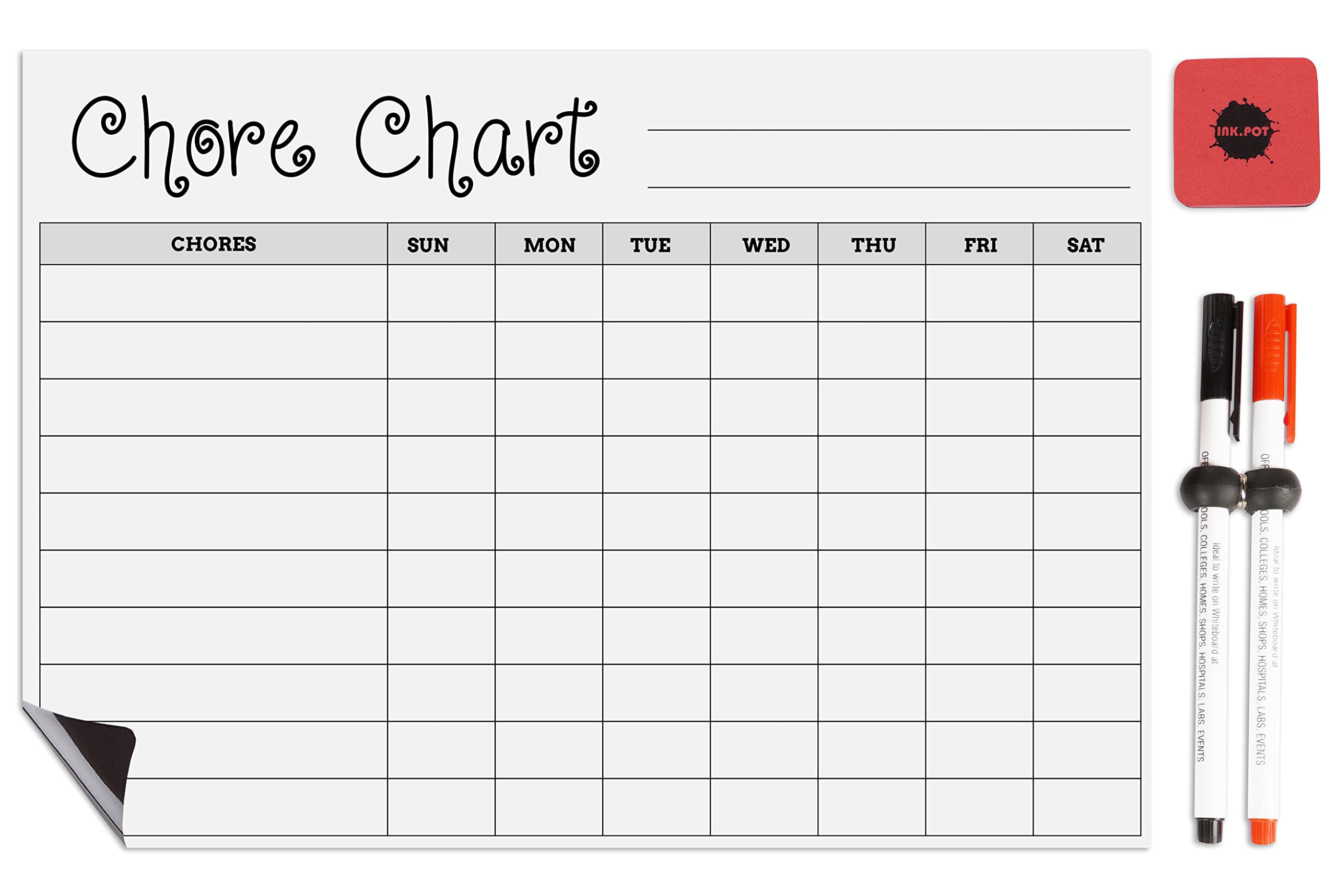 Buy Inkdotpot Magnetic Whiteboard Chore Chart Chore Chart for ...