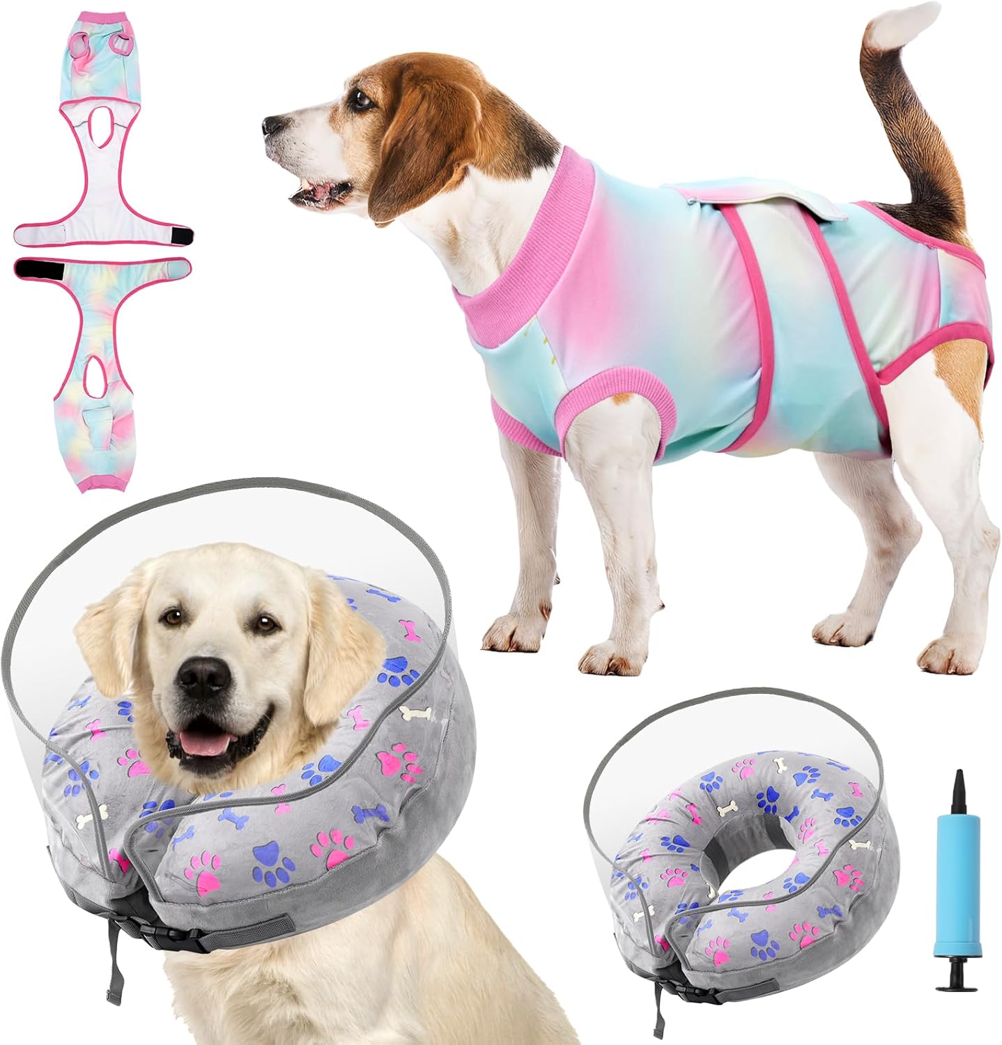 Amazon.com : Dog Spay Recovery Suit with Donut Collar 2-in-1 Bundle ...
