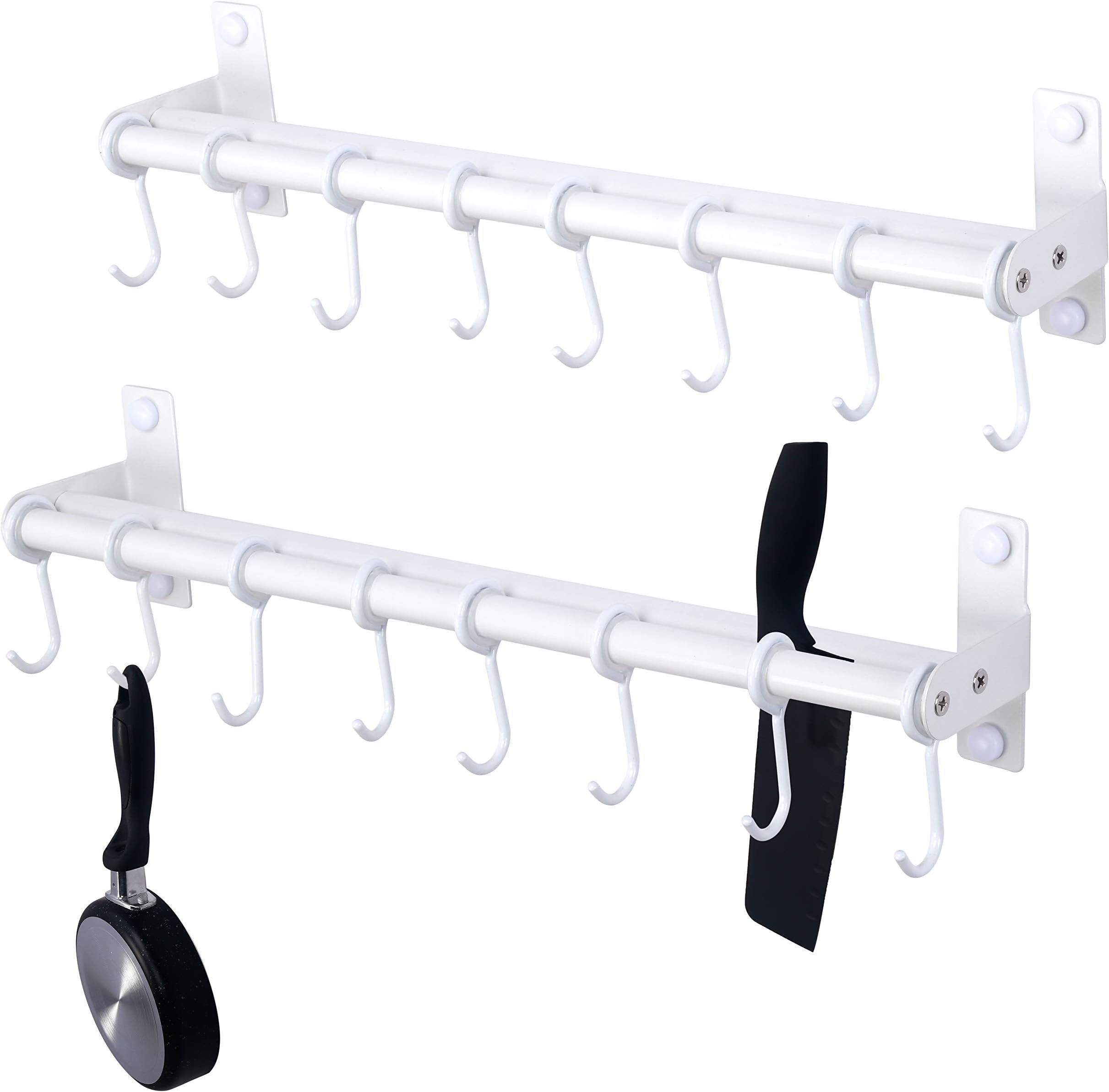 Amazon.com: Patioer Pot Rack, Pots and Pans Hanging Rack Rail with 8 ...