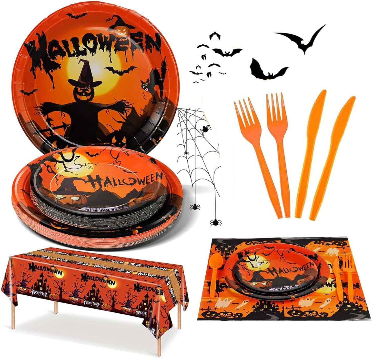 Amazon.com: SDMIHAN Halloween Party Tableware Set, 97 Pcs Halloween ...