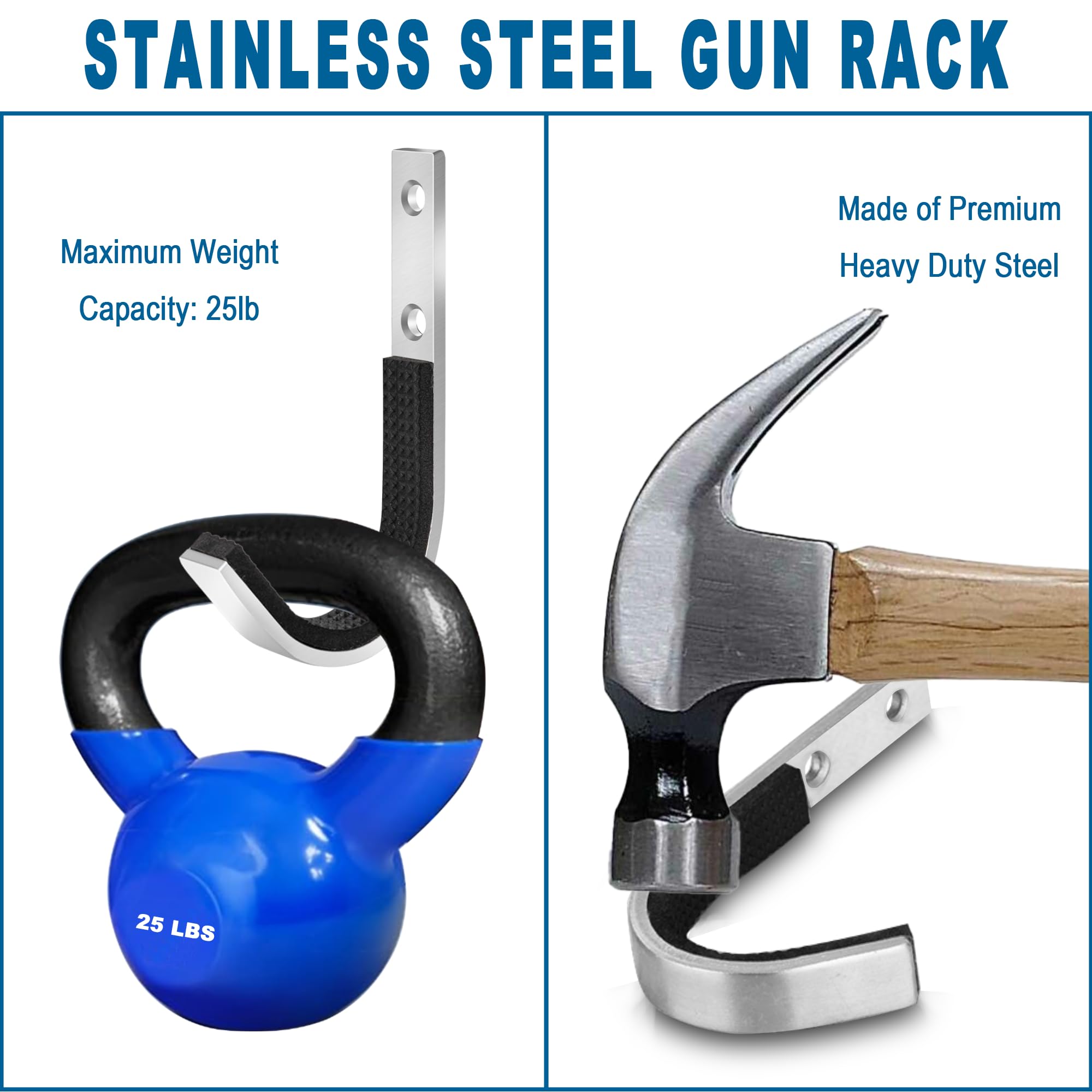 Snapklik.com : Stainless Steels Gun Rack Storage Wall Mount Shotgun ...