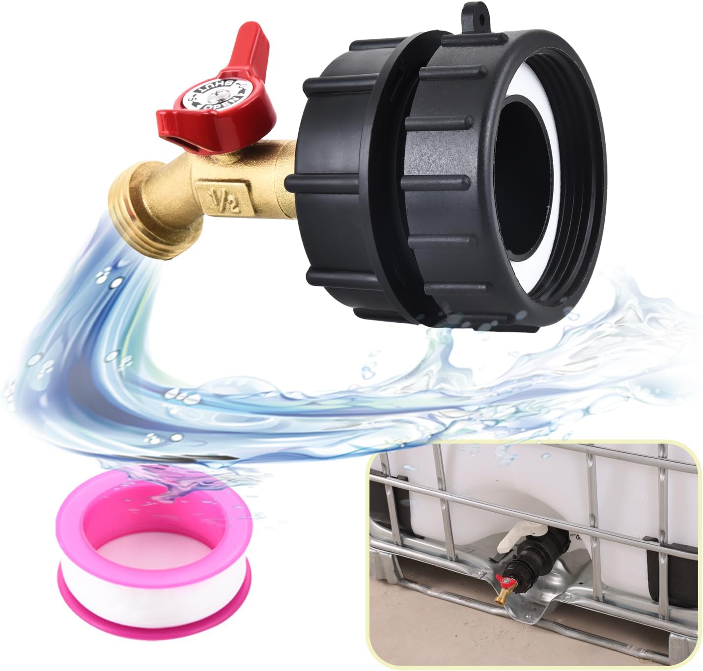 Amazon.com : Ceaeso 275-330 Gallon IBC Tote Water Tank Adapter(2 ...