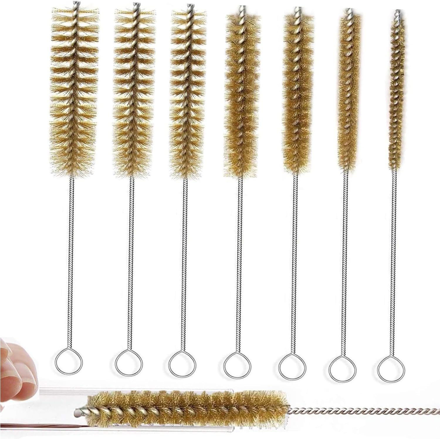Amazon.com: 7Pcs Brass Wire Tube Brushes Bottle Brush Set, Long Wire ...