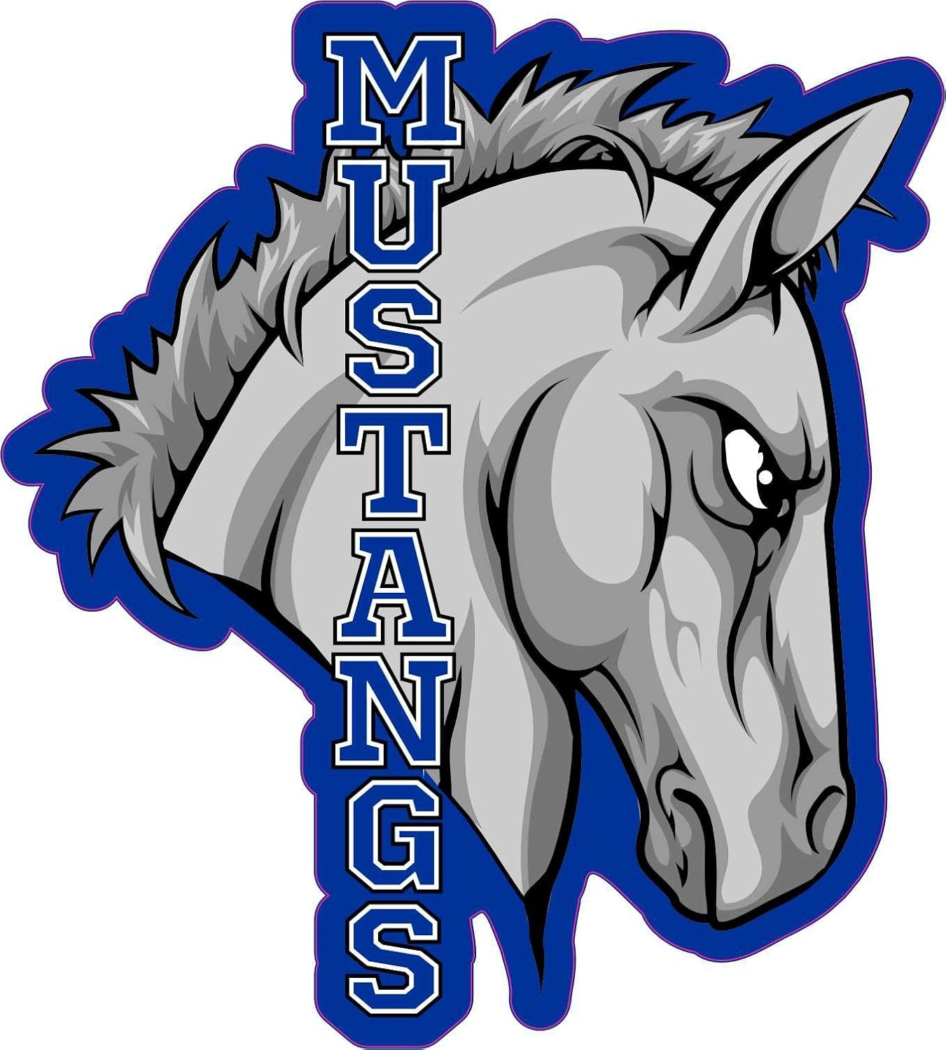 Amazon.com: StickerTalk Blue Mustang Head Mascot Sticker, 4.5 inches by ...